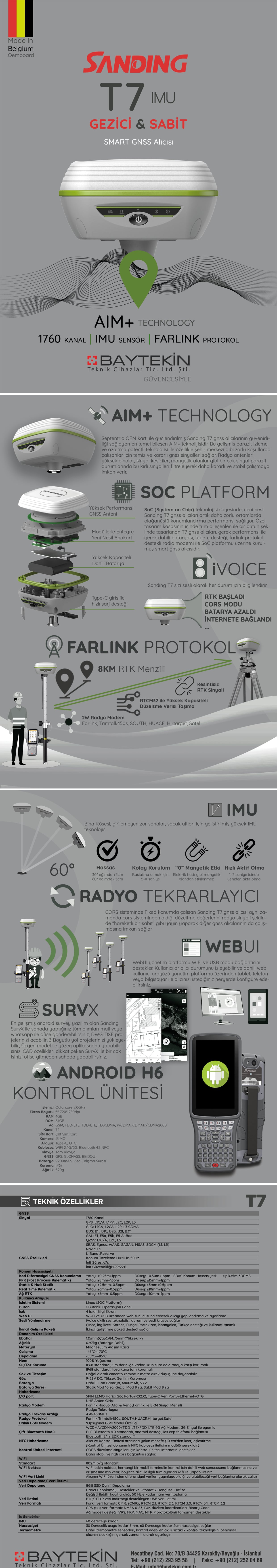 Baytekin-Sanding T7 IMU Smart GNSS Alıcısı